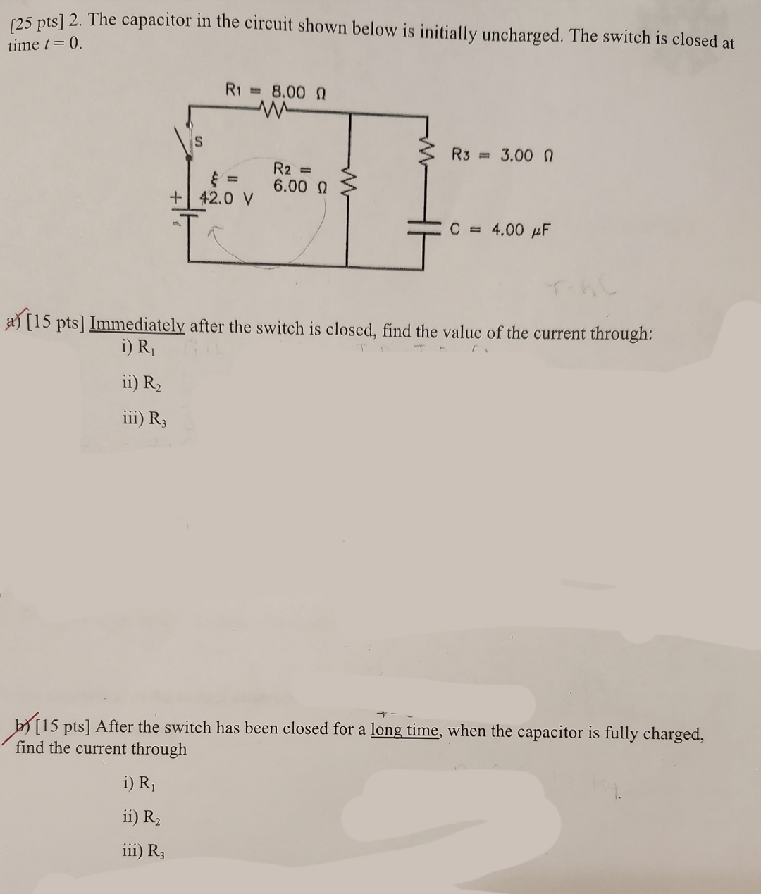 Solved [25 ﻿pts] 2. ﻿The capacitor in the circuit shown | Chegg.com