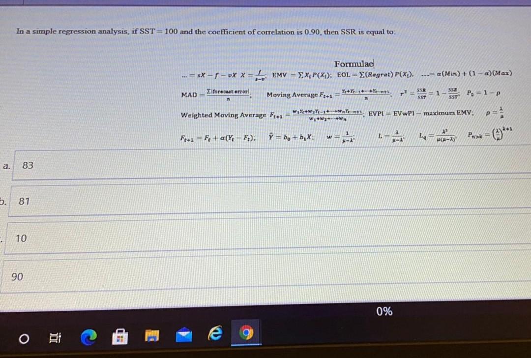 Solved In a simple regression analysis, if SST = 100 and the | Chegg.com