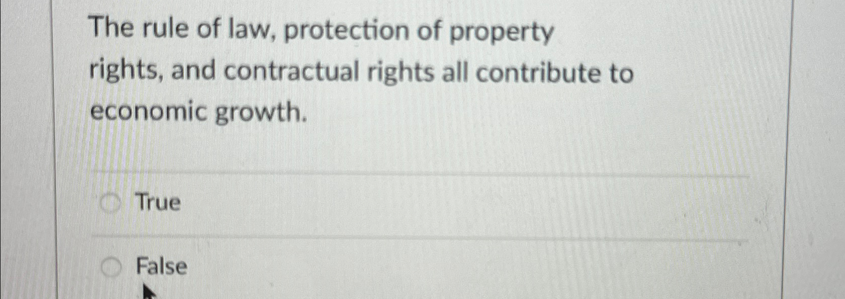 Solved The rule of law, protection of property rights, and | Chegg.com