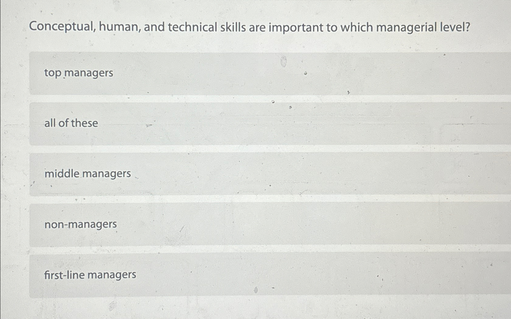 Solved Conceptual, human, and technical skills are important | Chegg.com