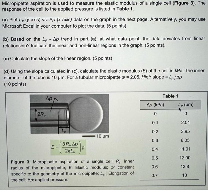Solved Micropipette aspiration is used to measure the | Chegg.com
