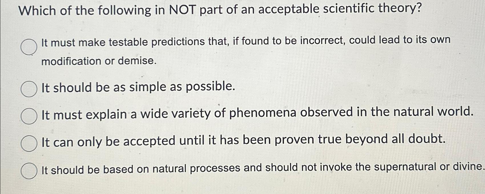 Solved Which of the following in NOT part of an acceptable | Chegg.com