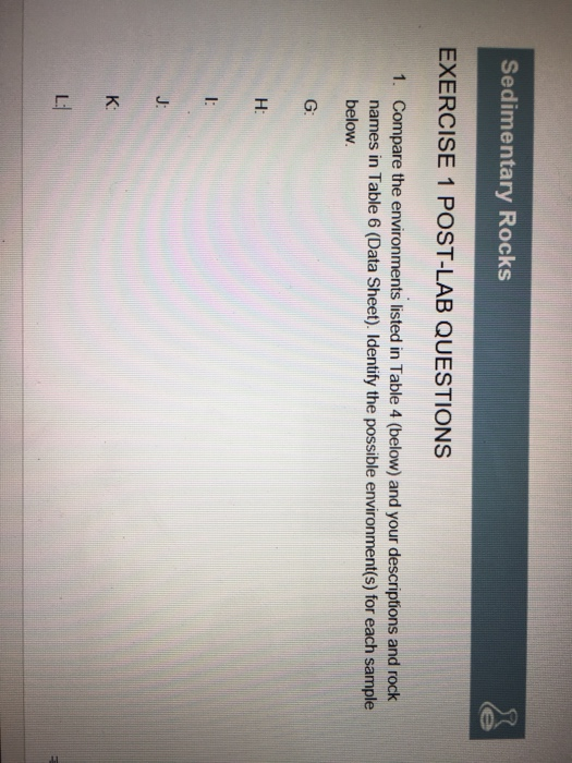 Solved Sedimentary Rocks EXERCISE 1 POST-LAB QUESTIONS 1. | Chegg.com