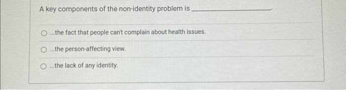A key components of the non-identity problem is the | Chegg.com