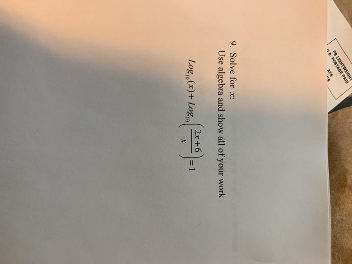 Solved PS LIGHTWEIGHT 11.8. POSTAGE PAID AFS 9. Solve for x: | Chegg.com