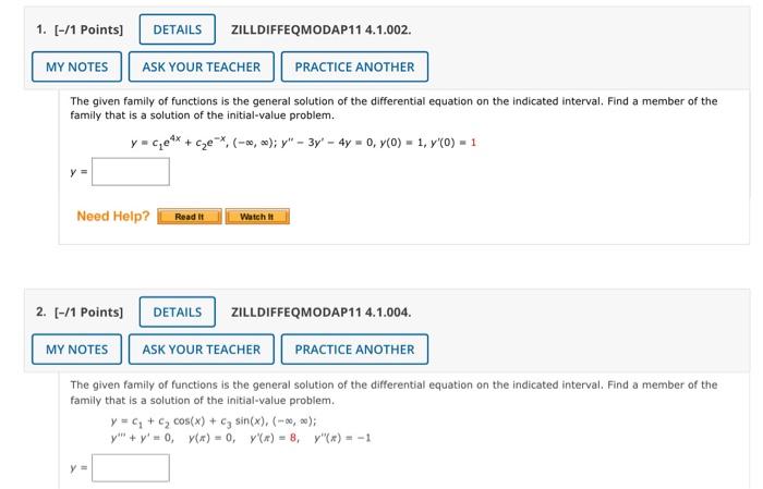 Solved 1. [-11 Points) DETAILS ZILLDIFFEQMODAP11 4.1.002. MY | Chegg.com Solved 1. [-11 Points) DETAILS ZILLDIFFEQMODAP11 4.1.002. MY | Chegg.com