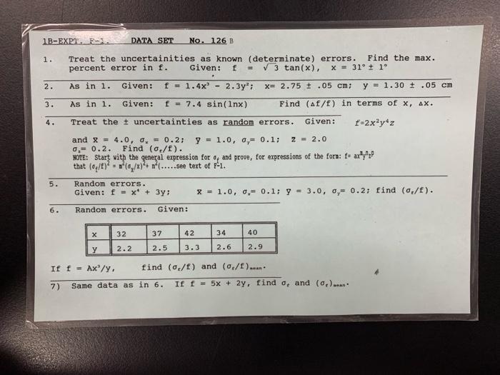 Solved 1. Treat the uncertainities as known (determinate) | Chegg.com