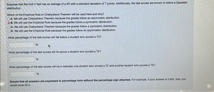Solved Suppose that the Unit 3 Test has an avernge of a 69 | Chegg.com