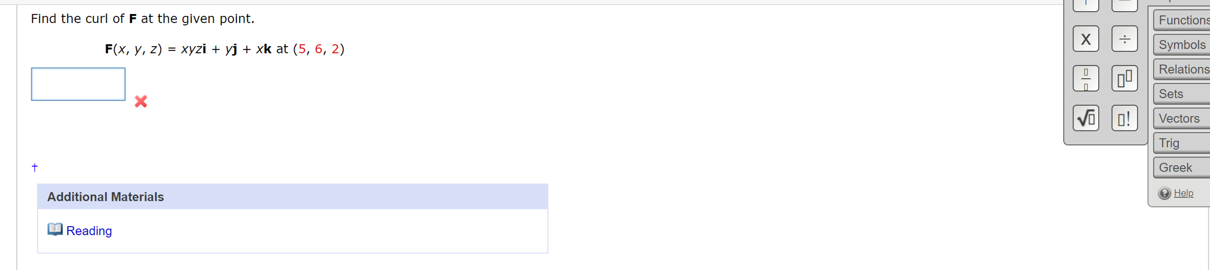 Solved Find the curl of F ﻿at the given | Chegg.com