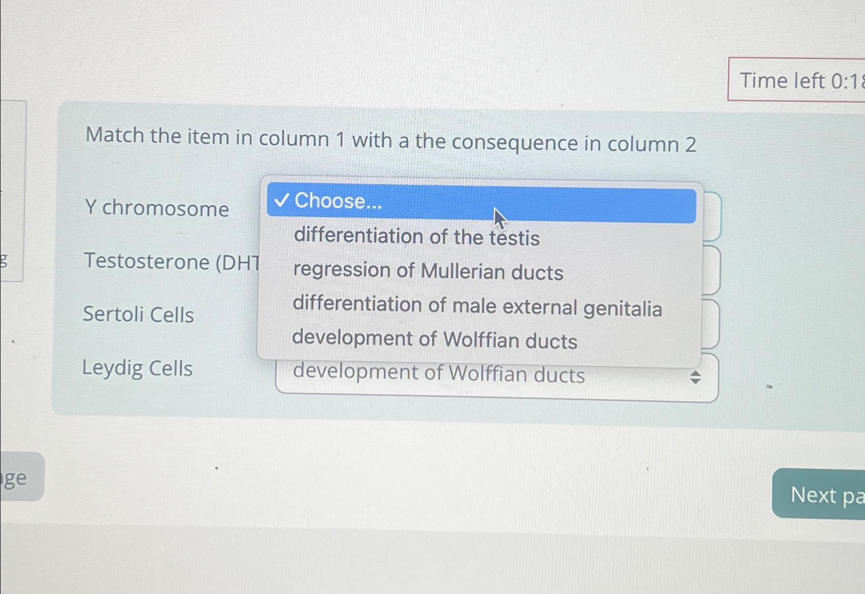 Solved Time left 0:1Match the item in column 1 ﻿with a the | Chegg.com