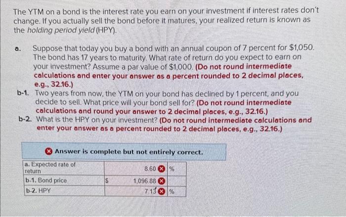 Solved The YTM on a bond is the interest rate you earn on | Chegg.com