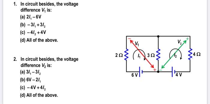Solved 1. In circuit besides, the voltage difference V1 is: | Chegg.com
