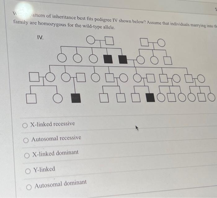 Solved Which pattern of inheritance best fits pedigree IV | Chegg.com