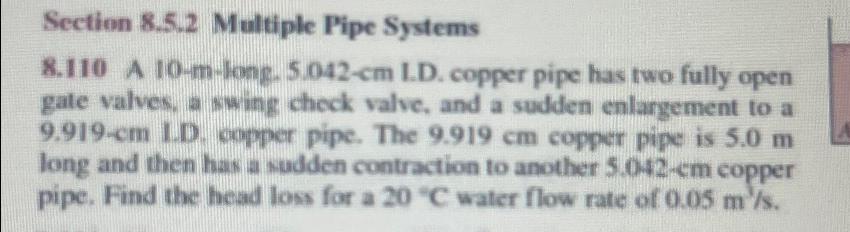 Solved Section 8.5.2 Multiple Pipe Systems\\n8.110 A 10 | Chegg.com