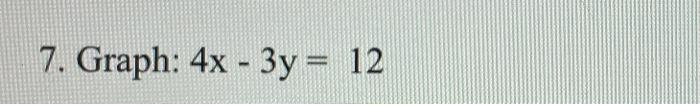 Solved 7. Graph: 4x - 3y = 12 - | Chegg.com