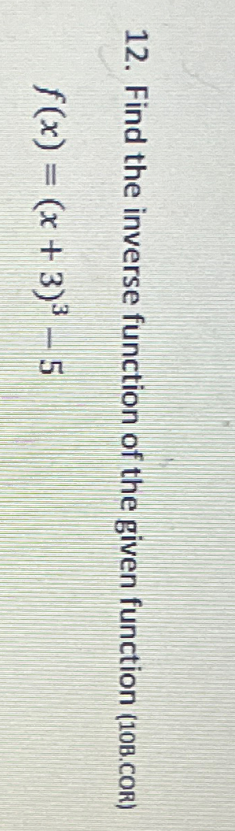 Solved Find the inverse function of the given function | Chegg.com
