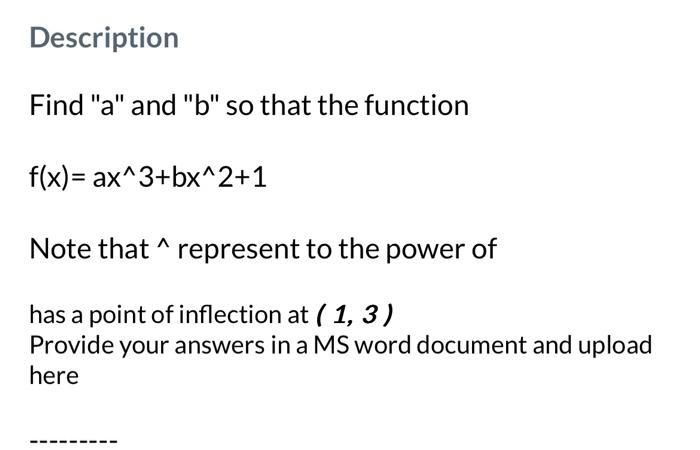 Solved Find " a " and " b " so that the function | Chegg.com