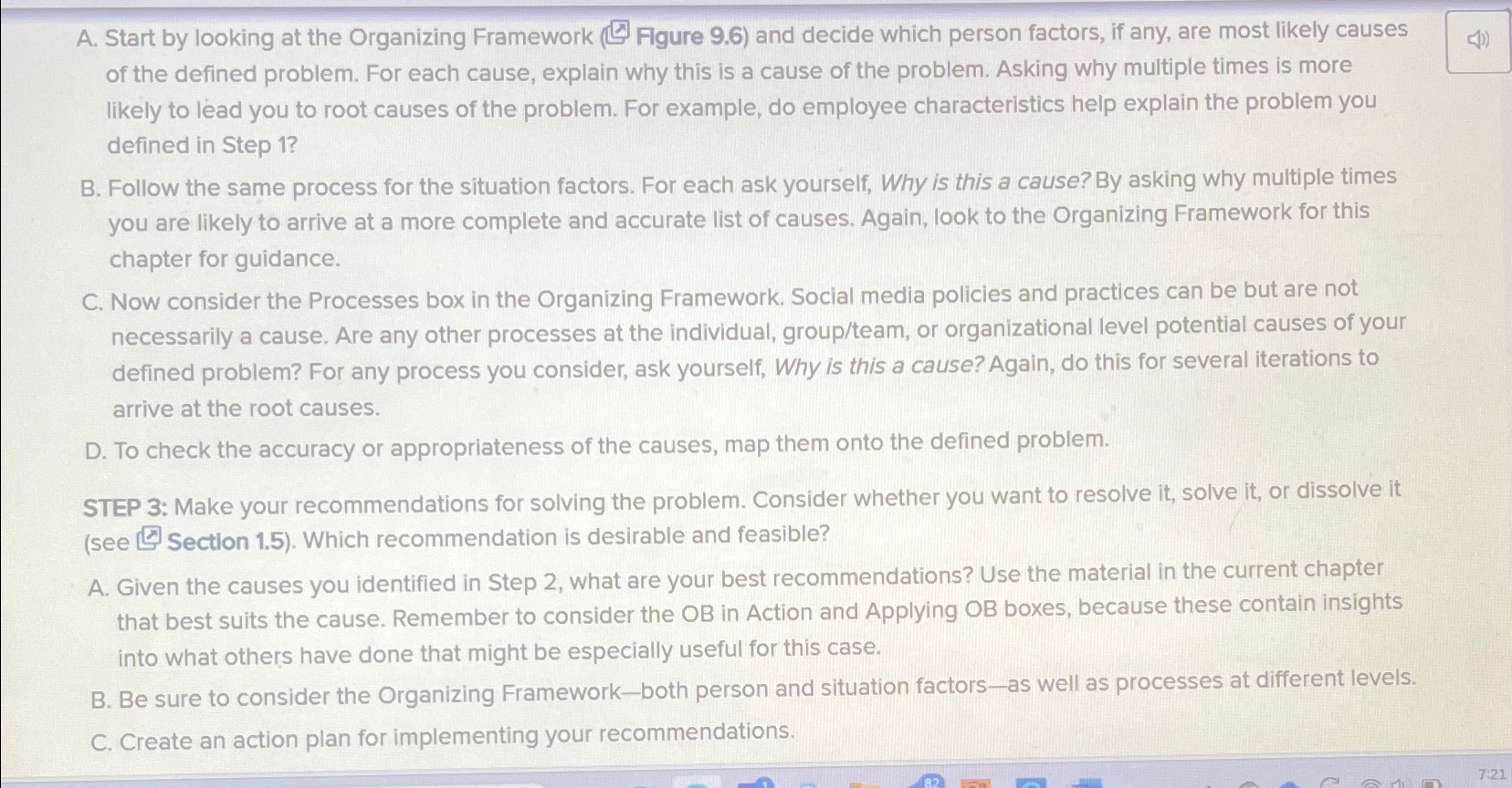 Solved A. ﻿Start by looking at the Organizing Framework ( | Chegg.com