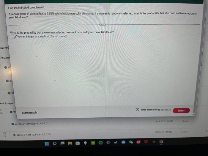 Solved ments Find the indicated complement A certain group | Chegg.com