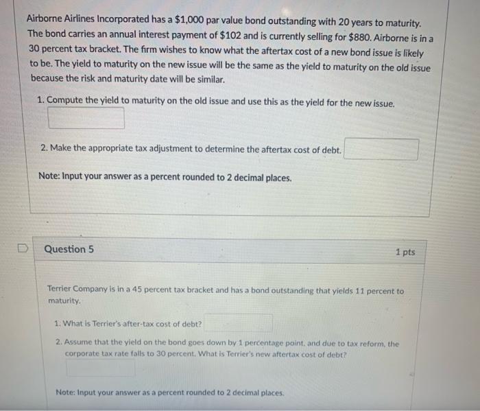 Solved Airborne Airlines Incorporated has a $1,000 par value | Chegg.com