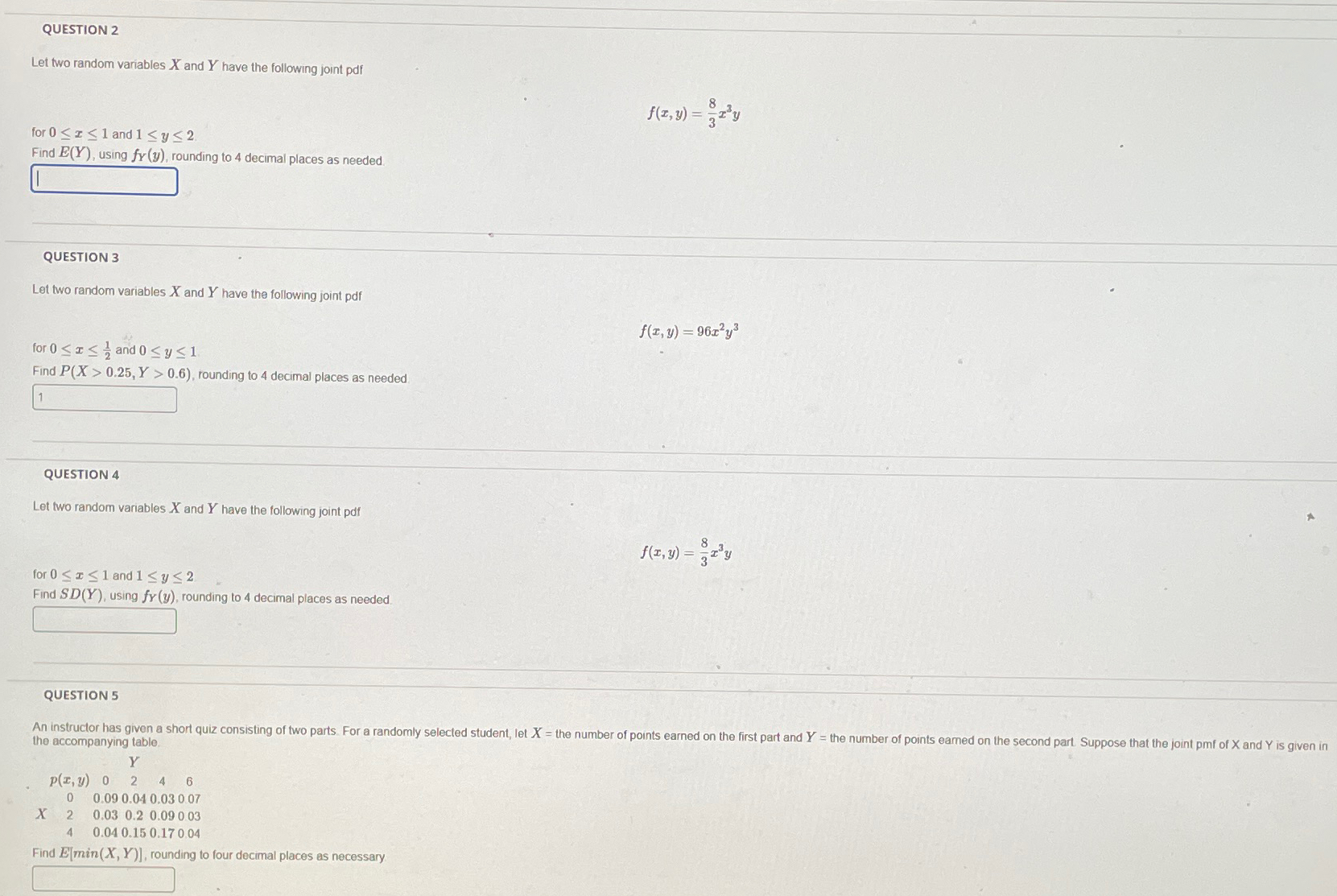 Solved Question 2let Two Random Variables X ﻿and Y ﻿have The