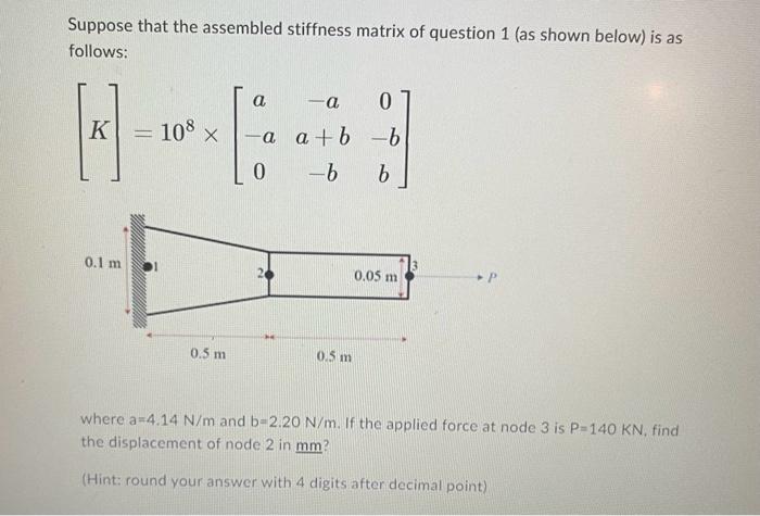 Solved Suppose that the assembled stiffness matrix of | Chegg.com