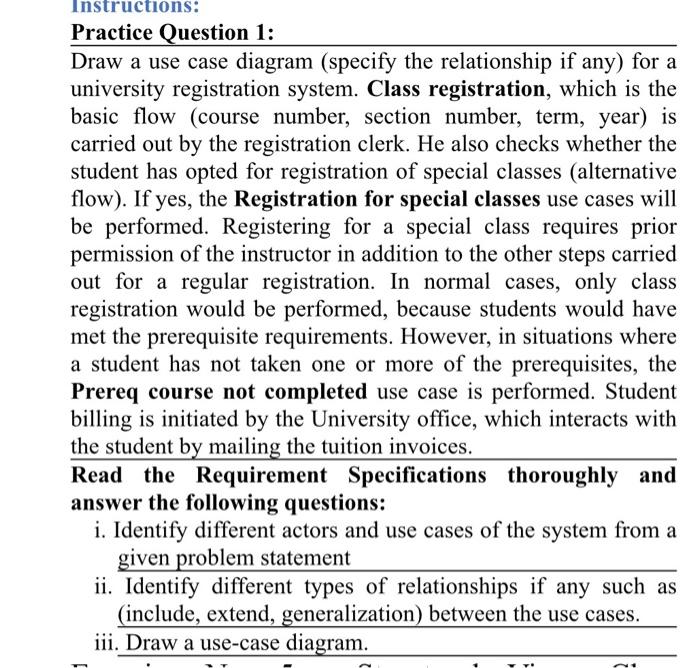Solved Instructions: Practice Question 1: Draw a use case | Chegg.com