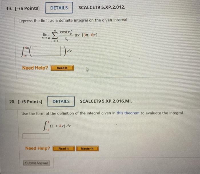 Solved 19. [-15 Points] DETAILS SCALCET9 5.XP.2.012. Express | Chegg.com