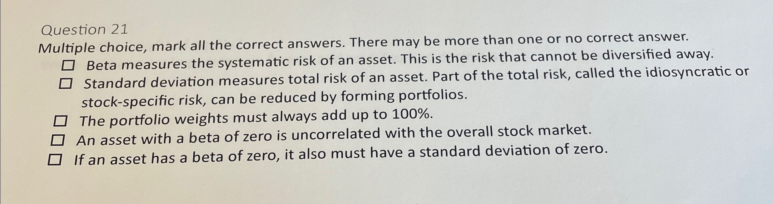 Solved Question 21Multiple choice, mark all the correct | Chegg.com