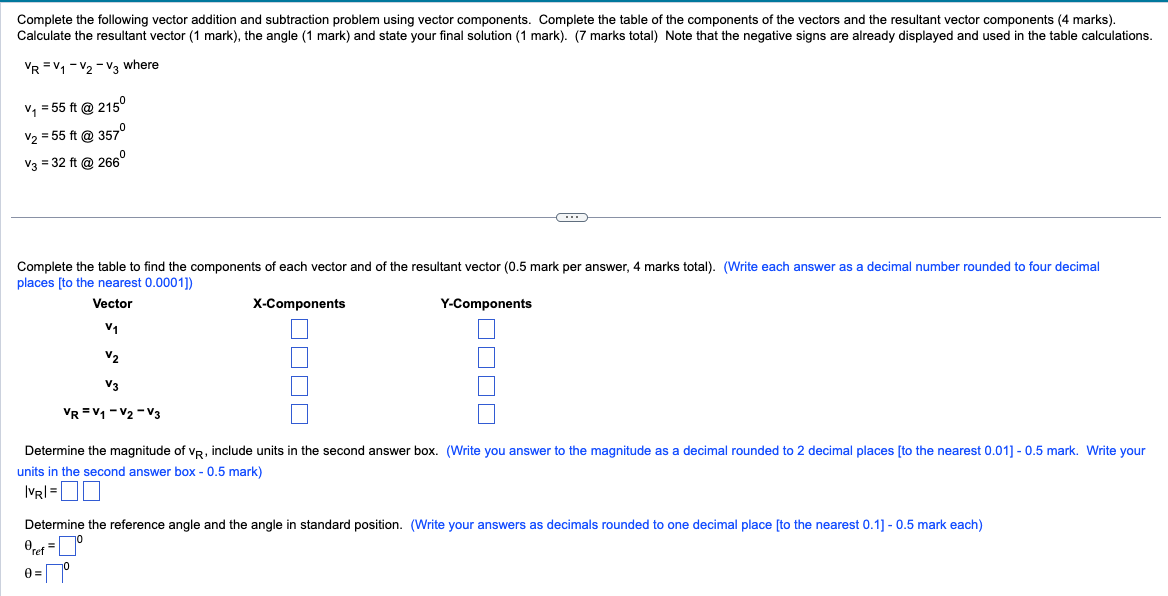 Solved Complete the following vector addition and | Chegg.com
