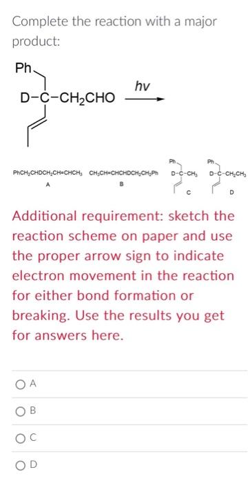 Solved Complete the reaction with a major product: hv | Chegg.com