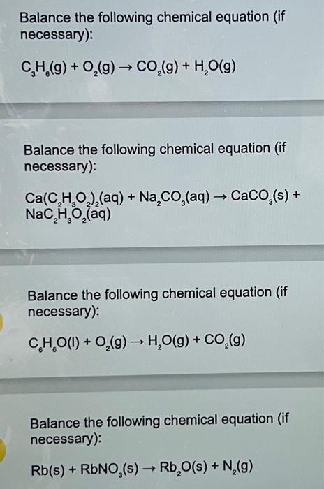 Solved Balance the following chemical equation (if | Chegg.com
