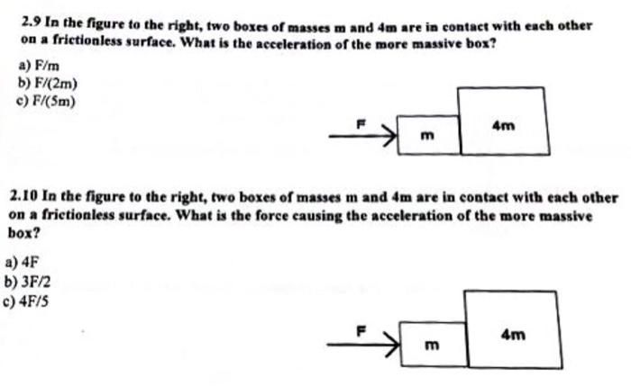 Solved 2.9 In the figure to the right, two boxes of masses m | Chegg.com