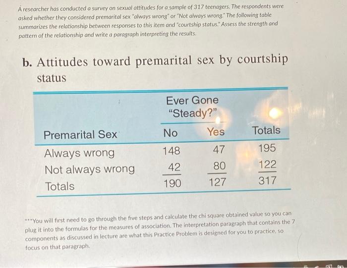 Solved A researcher has conducted a survey on sexual | Chegg.com