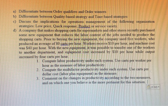 Solved a) Differentiate between Order qualifiers and Order | Chegg.com