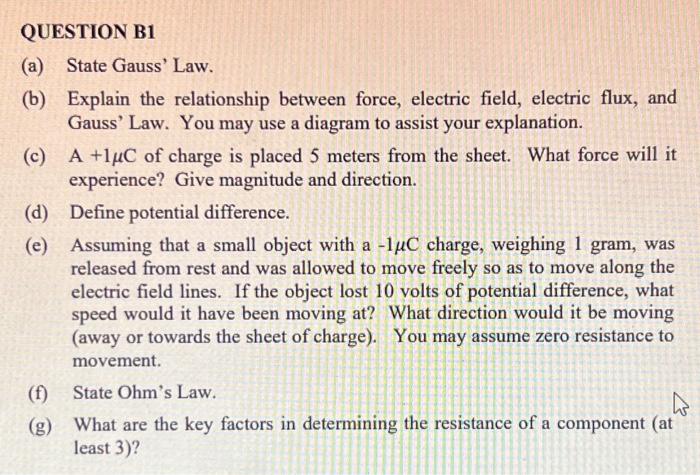 Solved (a) State Gauss' Law. (b) Explain the relationship | Chegg.com