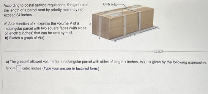 Solved According to postal service regulations, the girth | Chegg.com