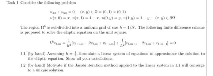 Solved Task 1 Consider the following problem Uxx + Uyy = 0, | Chegg.com
