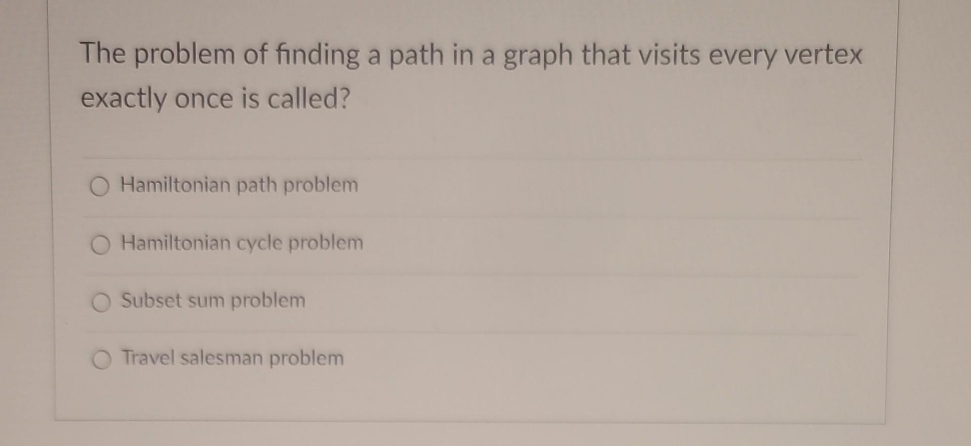 Solved The problem of finding a path in a graph that visits | Chegg.com