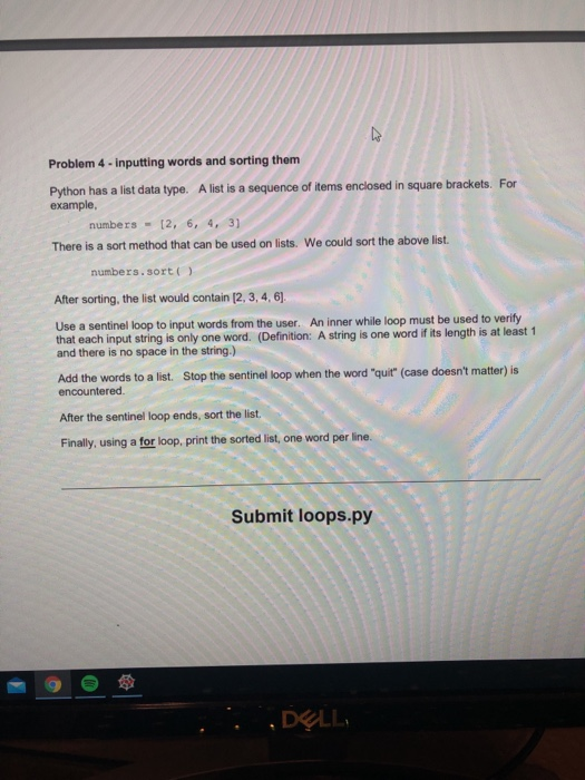 Solved Problem 4 Inputting Words And Sorting Them Python