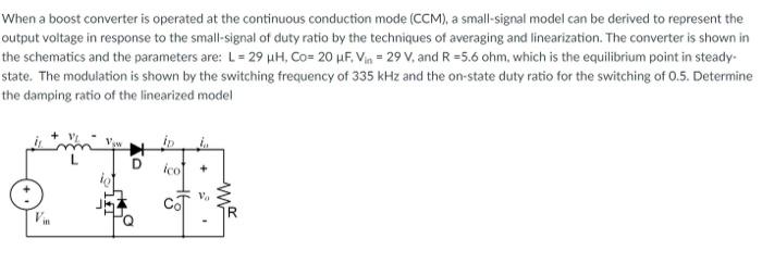 Solved When a boost converter is operated at the continuous | Chegg.com