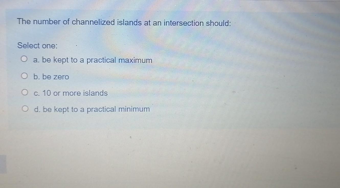 Solved The number of channelized islands at an intersection | Chegg.com