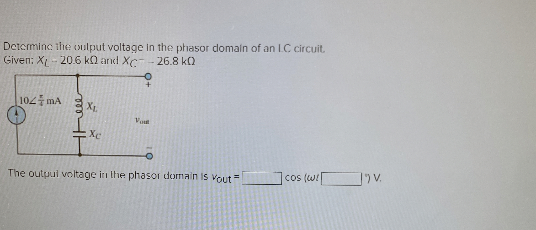 Solved Determine the output voltage in the phasor domain of | Chegg.com