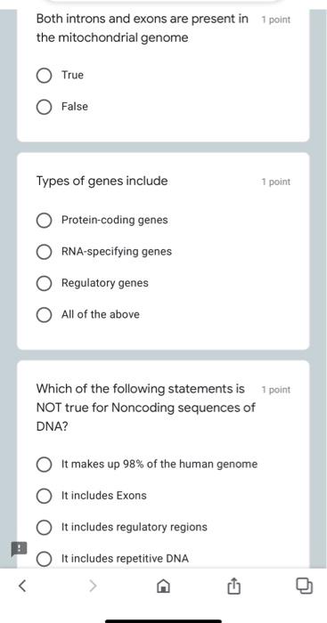 Solved Both introns and exons are present in 1 point the | Chegg.com