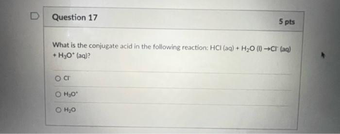 Solved What is the conjugate acid in the following reaction: | Chegg.com