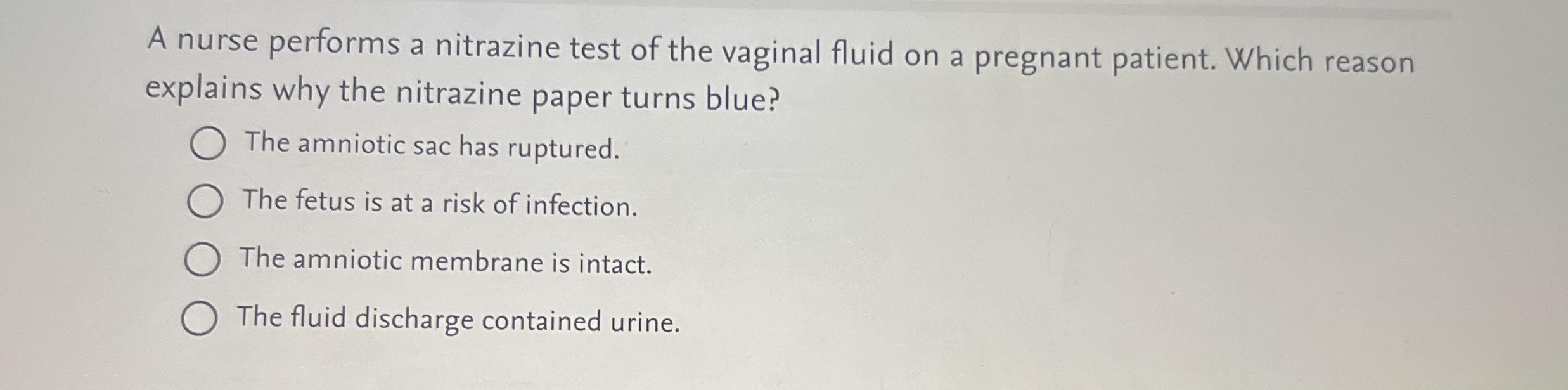 Solved A nurse performs a nitrazine test of the vaginal | Chegg.com