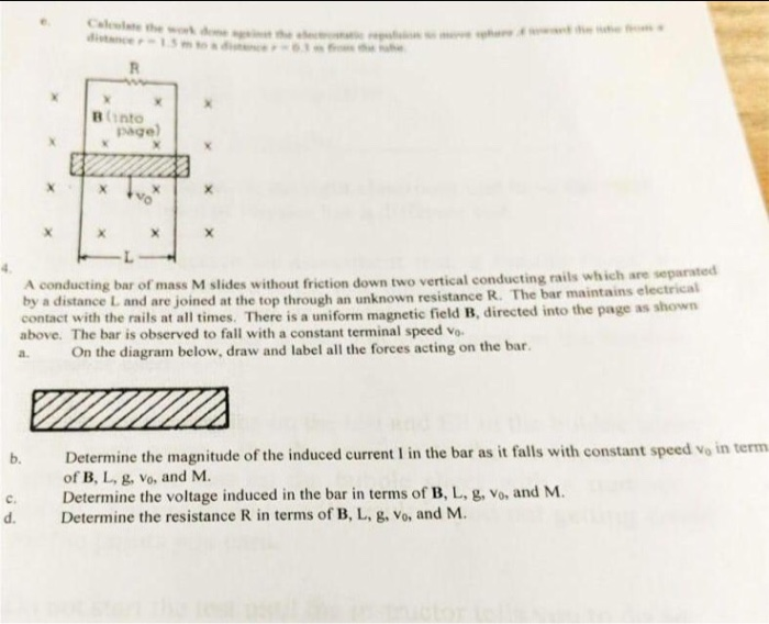 Solved Binto page A conducting bar of mass M slides without | Chegg.com