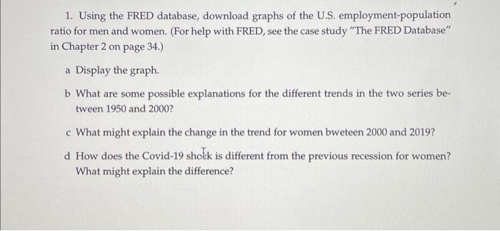 Solved 1. Using the FRED database, download graphs of the | Chegg.com