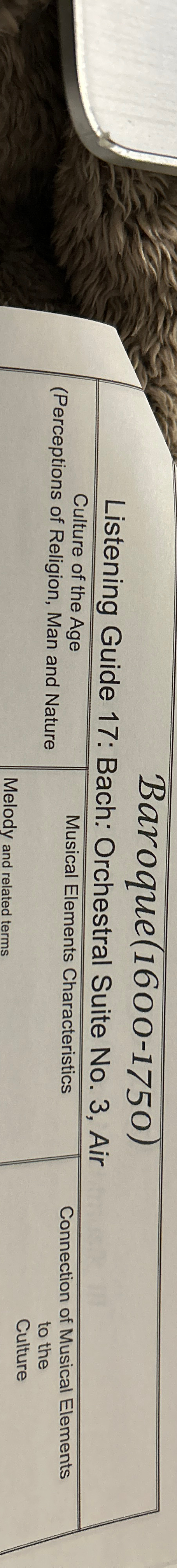 Solved Baroque(1600-1750)Listening Guide 17: Bach: | Chegg.com