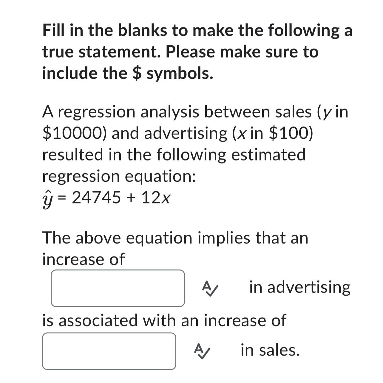 Solved Fill in the blanks to make the following a true | Chegg.com